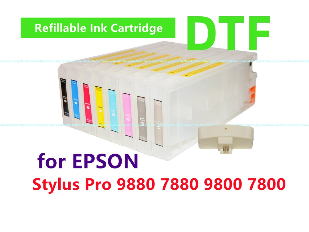 8 Empty DTF Refillable Ink Cartridge Kit for Stylus Pro 9880 7880 9800 ...
