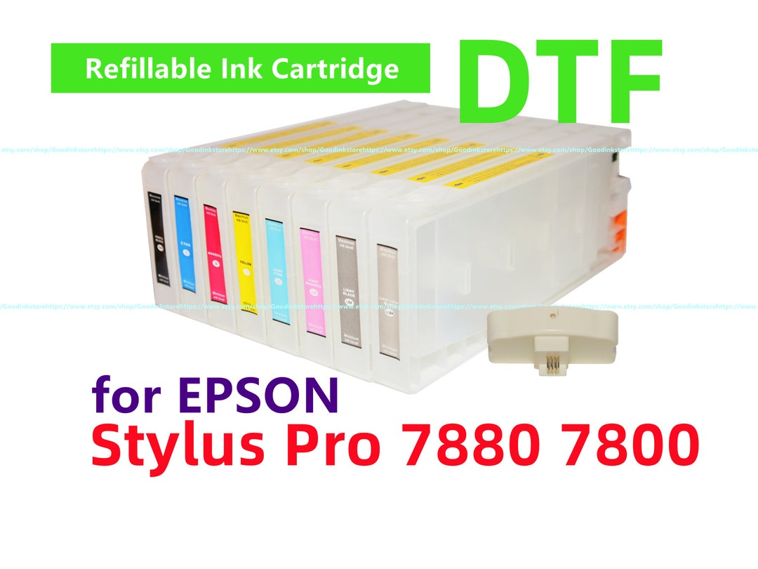 8 Empty DTF Refillable Ink Cartridge Kit for Stylus Pro 7880 7800 ...