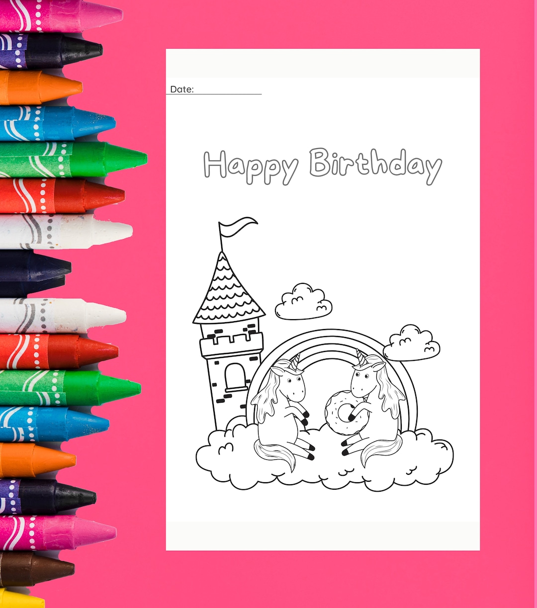 Coloring, Printable Birthday Coloring Page, Birthday Book, Kids ...