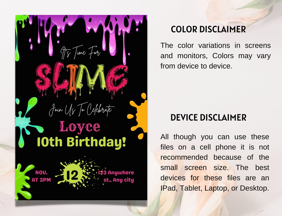 Slime Birthday Invitation Slime Invitation Slime Party - Etsy