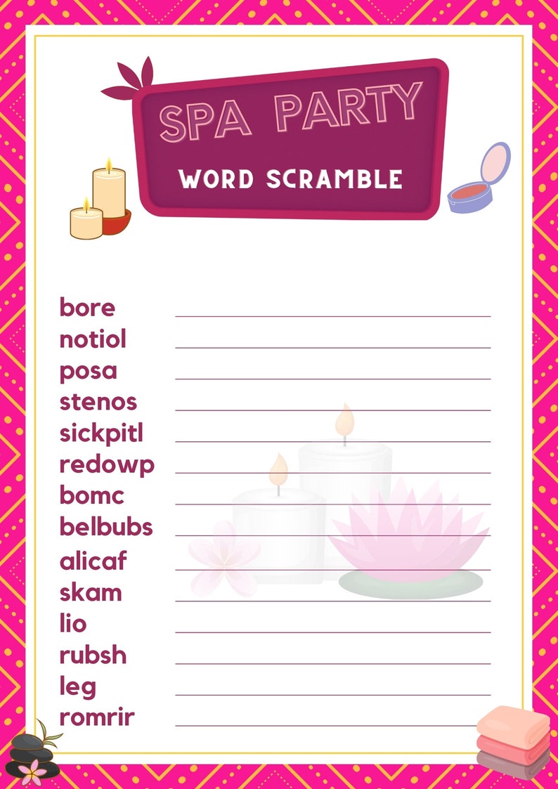 Spa Party Games Bundle | Birthday Party Activities (digital Download ...