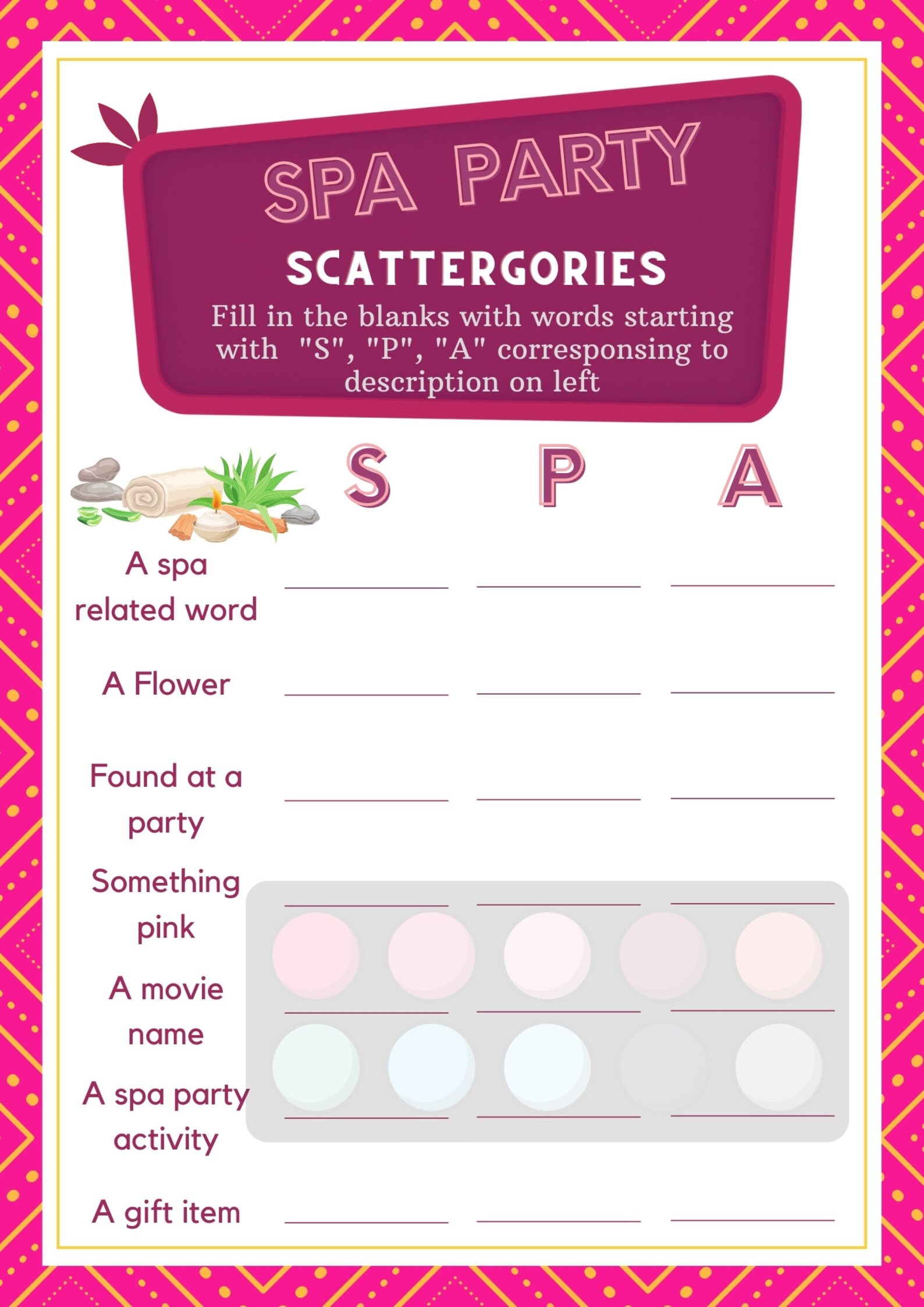 Spa Party Games Bundle | Birthday Party Activities (digital Download ...