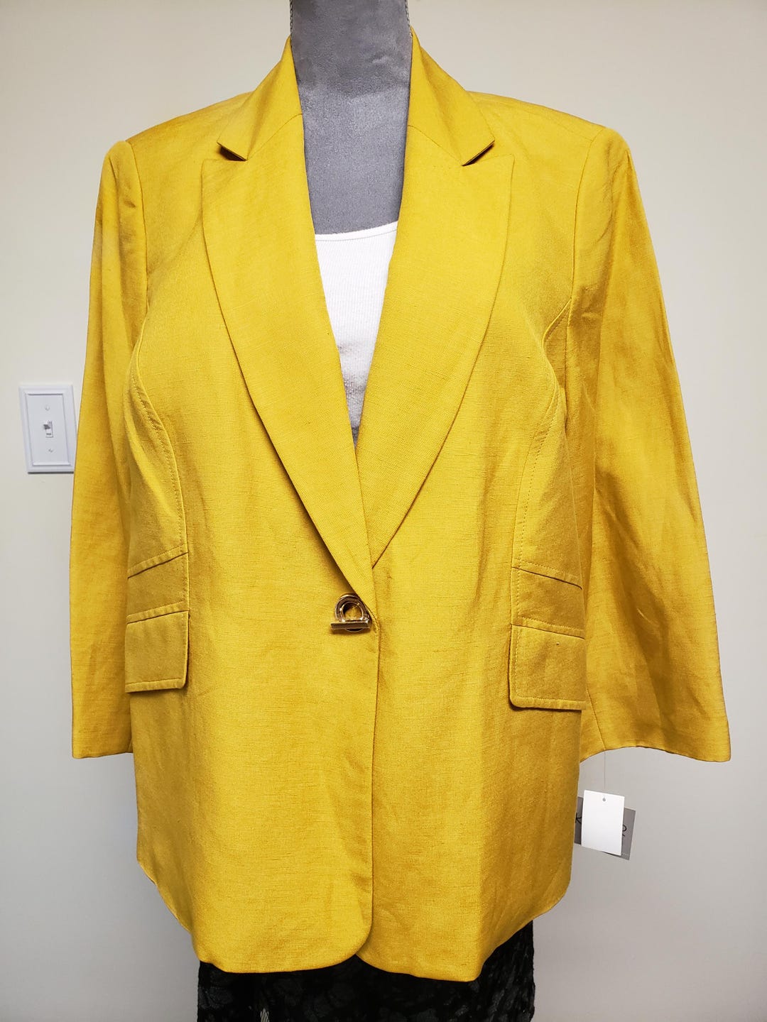 Linen Kasper Jacket in Golden Yellow With Gold Front Clasp - Etsy
