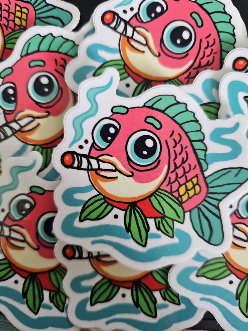 Funny Stoner Fish Sticker – Weed Humor Vinyl Decal - Etsy