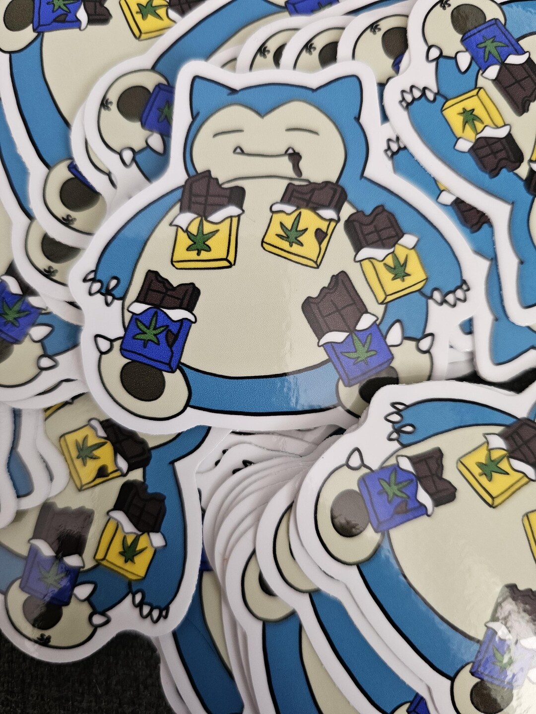 Stoner Snorlax Sticker – Eating Weed Edibles Funny Pokémon Vinyl Decal ...