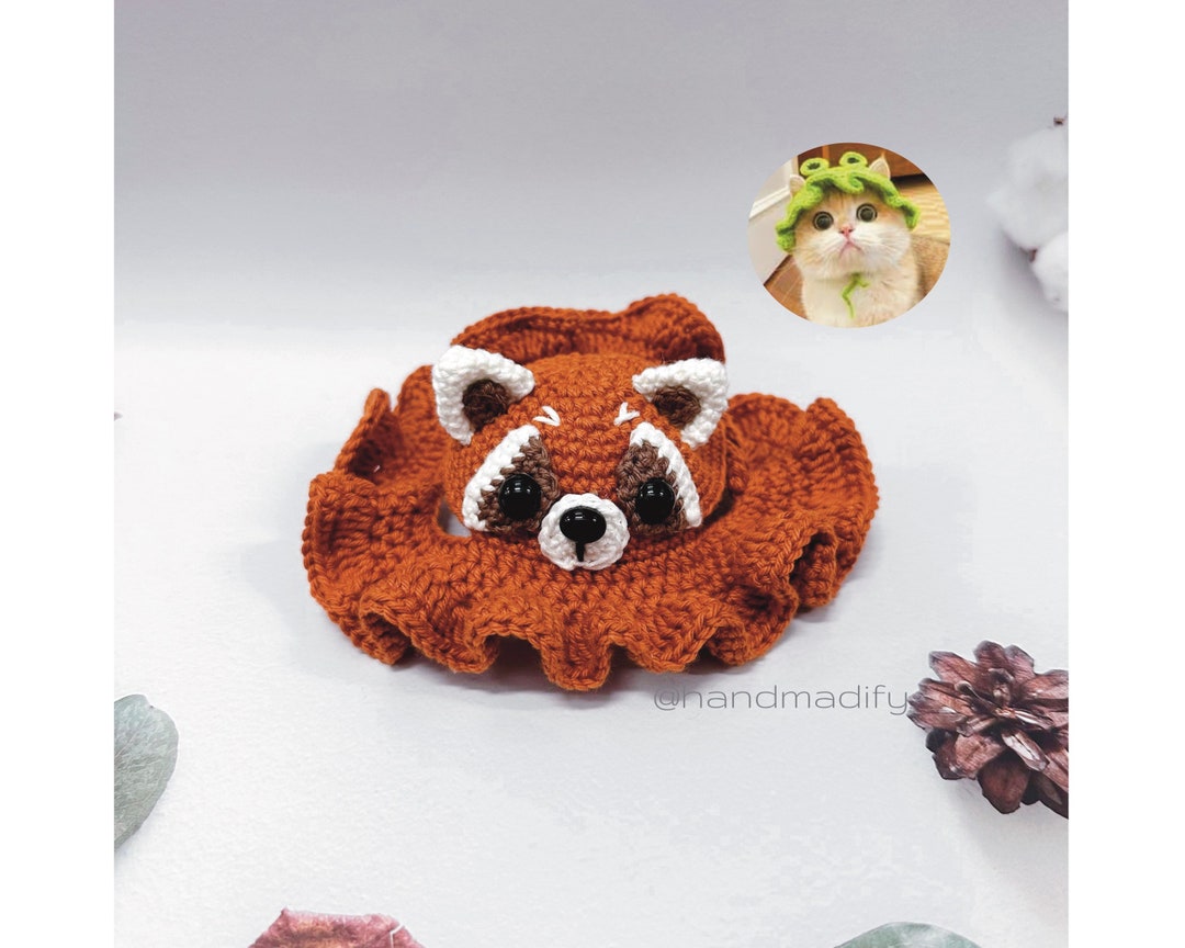 Crochet Pattern - Red Panda Hat for Your Pet - Full Size S/M/L - Cochet ...