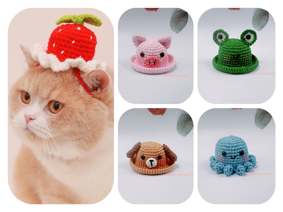 Crochet Pattern - 4 in 1 Animals Hat for Your Pet - Full Size S/M/L ...