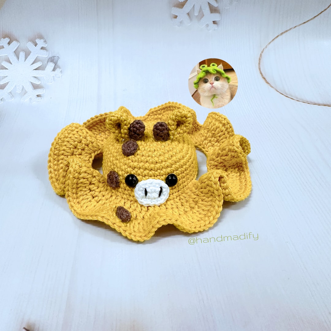 Crochet Pattern - Giraffe Hat for Your Pet - Full Size S/M/L - Cochet ...