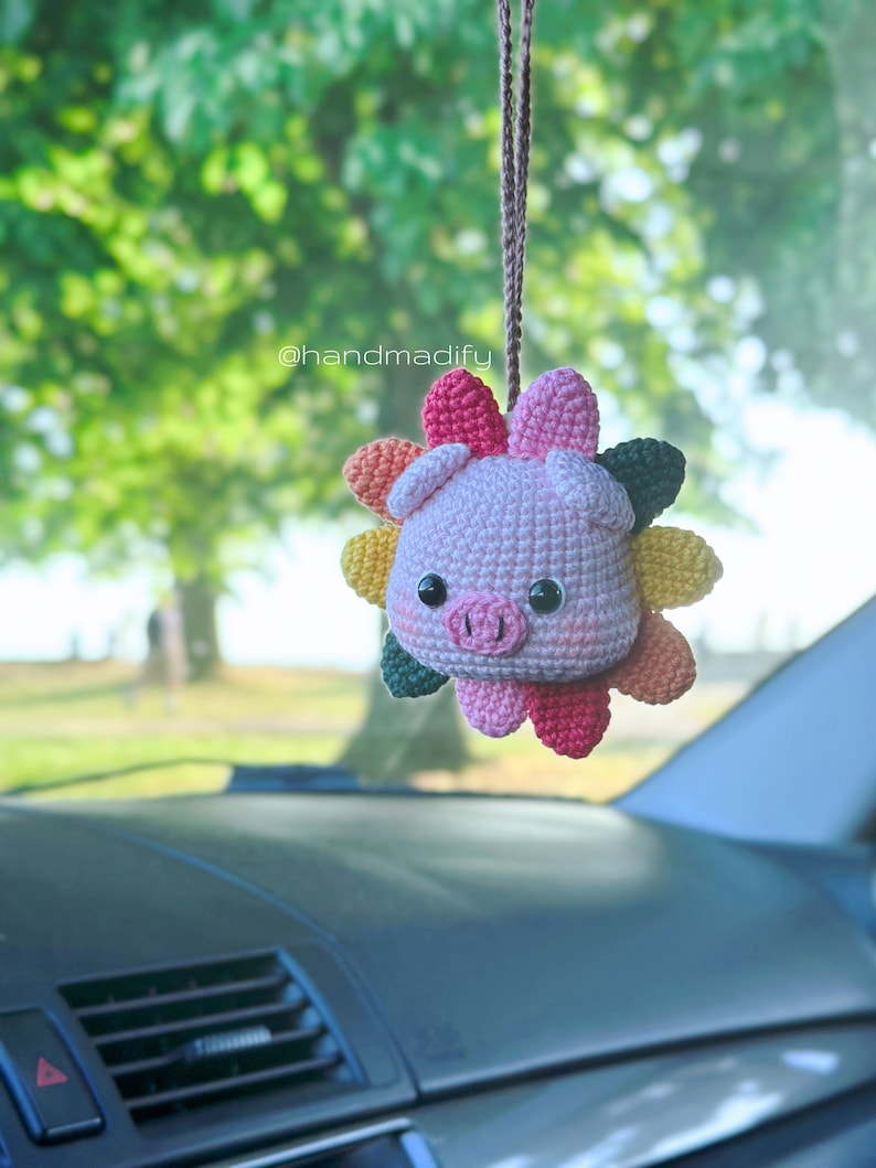 Crochet Pattern - Pig Car Ornament - Pig Car Accessories- Rear View ...