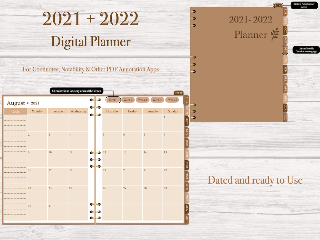 2021 2022 Digital Planner, Goodnotes Planner, Notability Planner, Dated ...