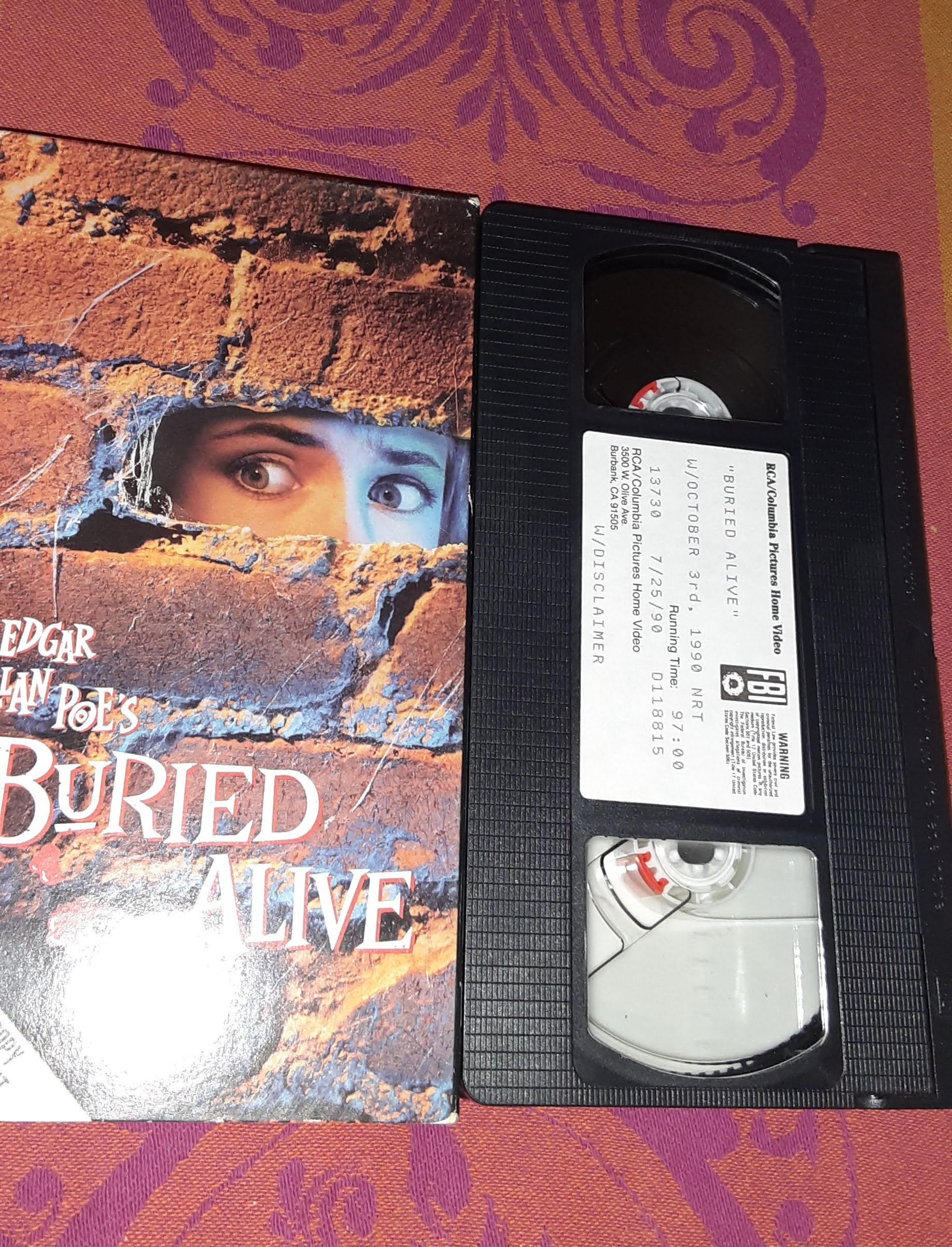 Edgar Alan Poe's Buried Alive VHS, 1990 Robert Vaughn Donald Pleasance ...