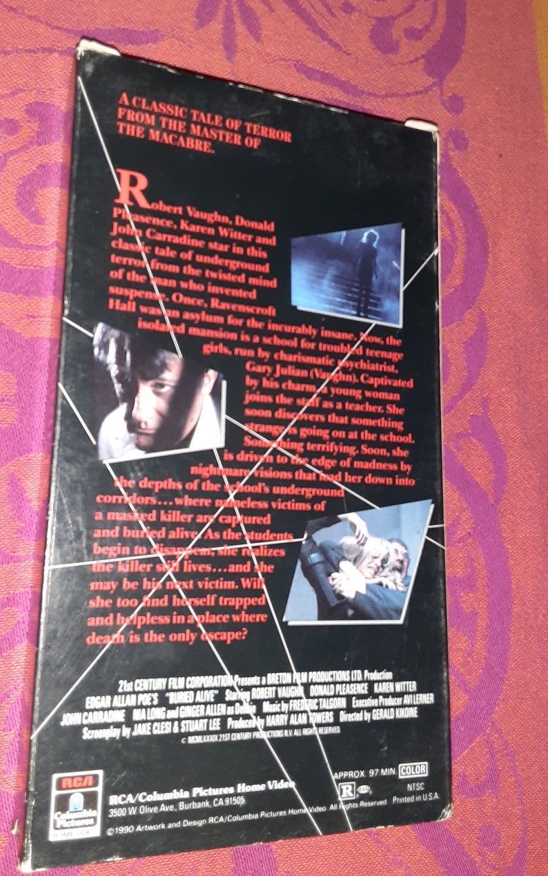 Edgar Alan Poe's Buried Alive VHS 1990 Robert Vaughn - Etsy
