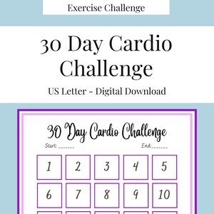 30 Day Cardio Challenge Exercise Challenge Perfect for - Etsy