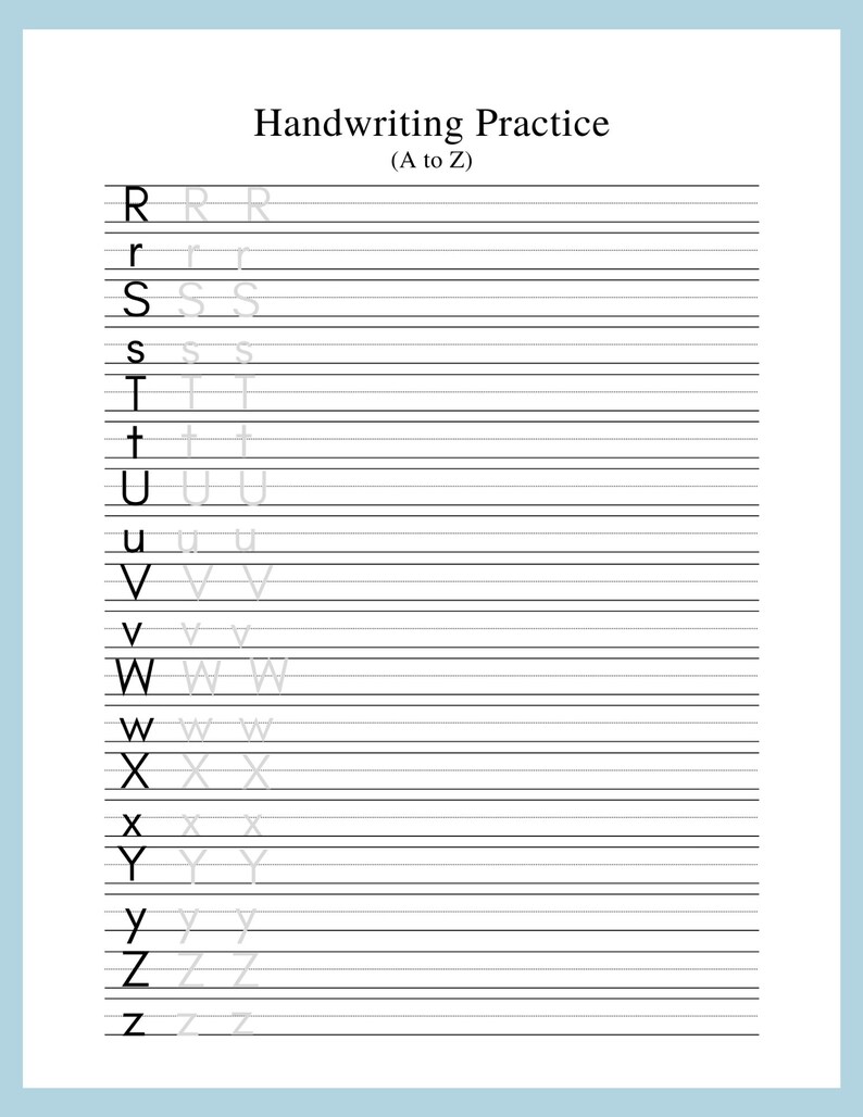 Print Handwriting Practice for Kids A to Z and More 13 - Etsy