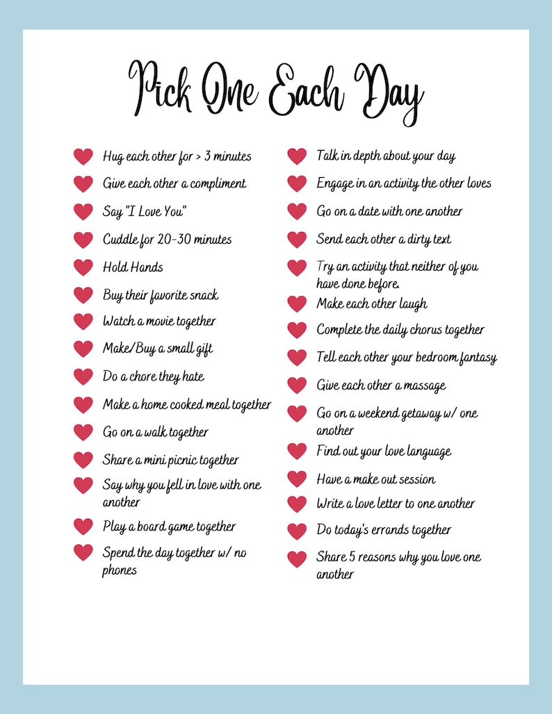 30 Day Relationship Challenge Intimacy Challenge Couple Etsy