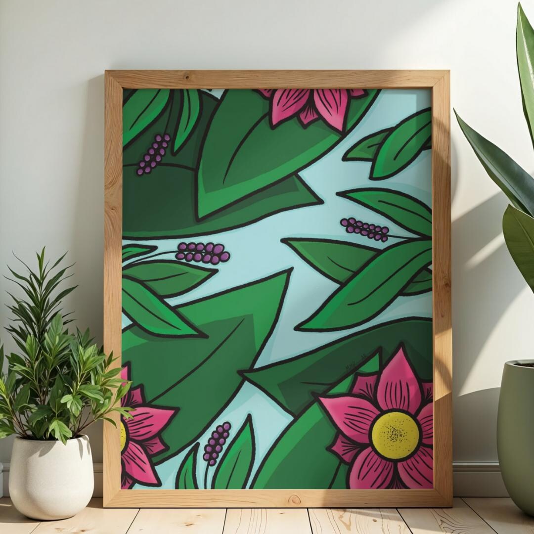 Pink and Purple Flowers Poster, Tropical Wall Art, Botanical Art ...