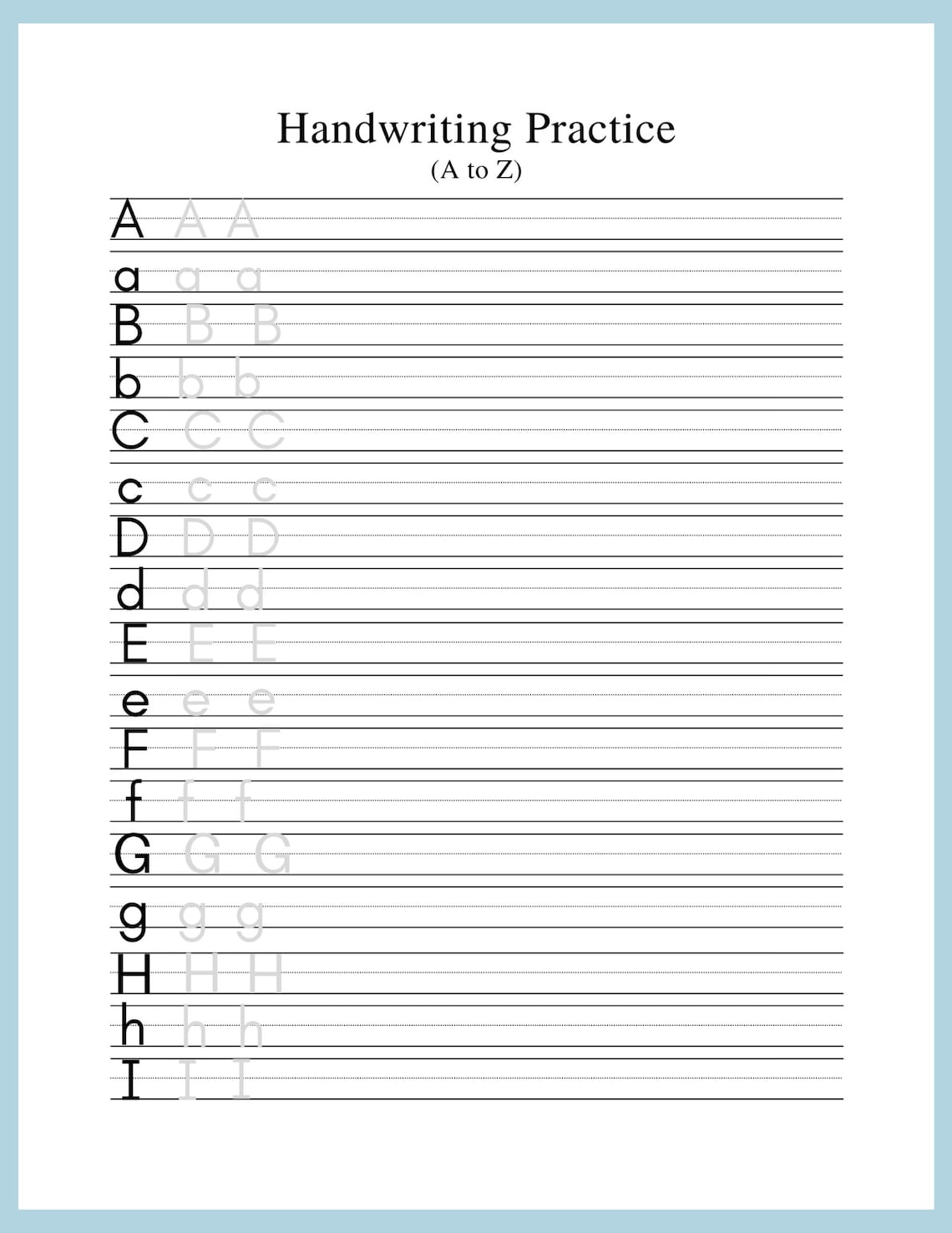 Print Handwriting Practice for Kids A to Z and More 13 - Etsy