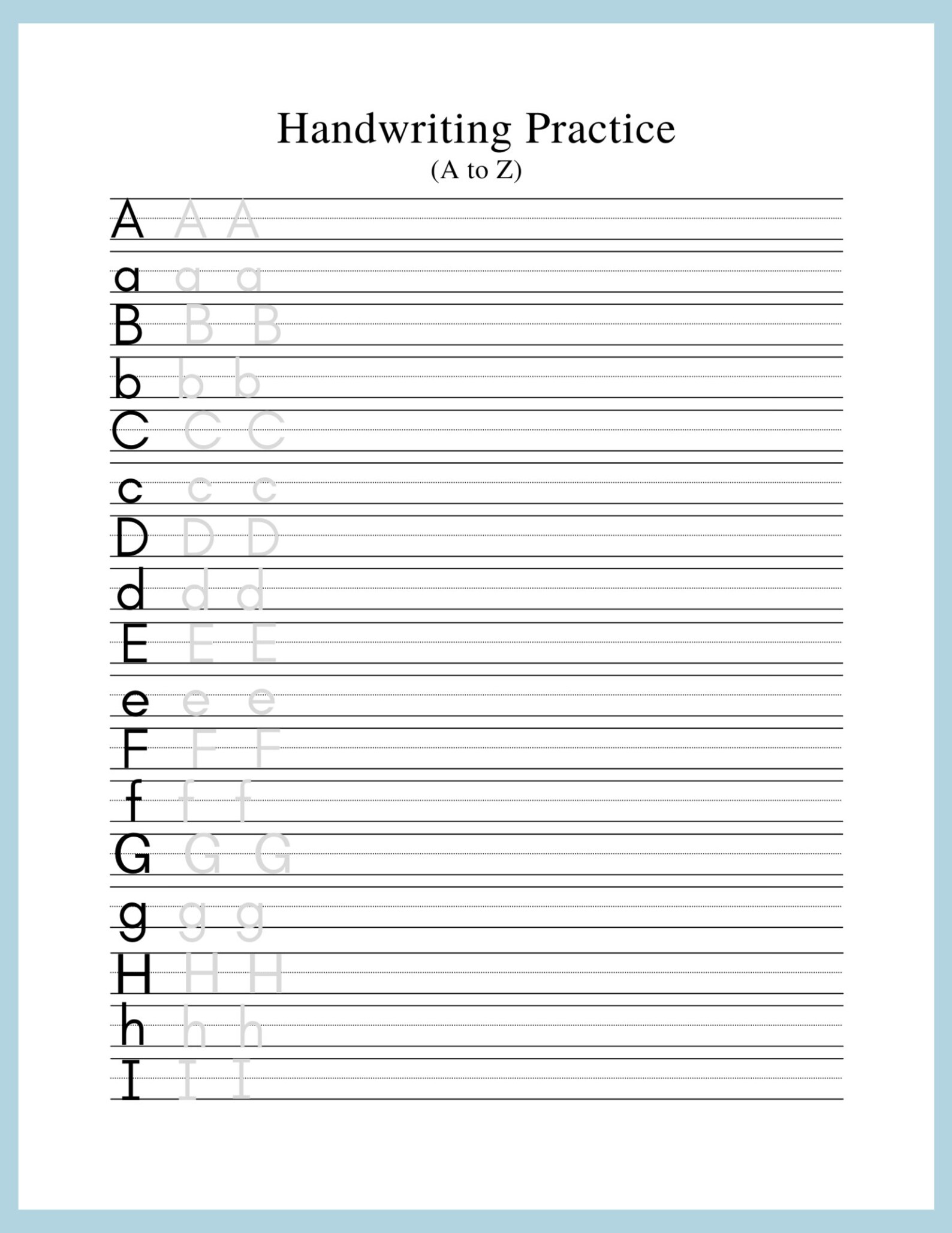 Print Handwriting Practice for Kids A to Z and More 13 - Etsy