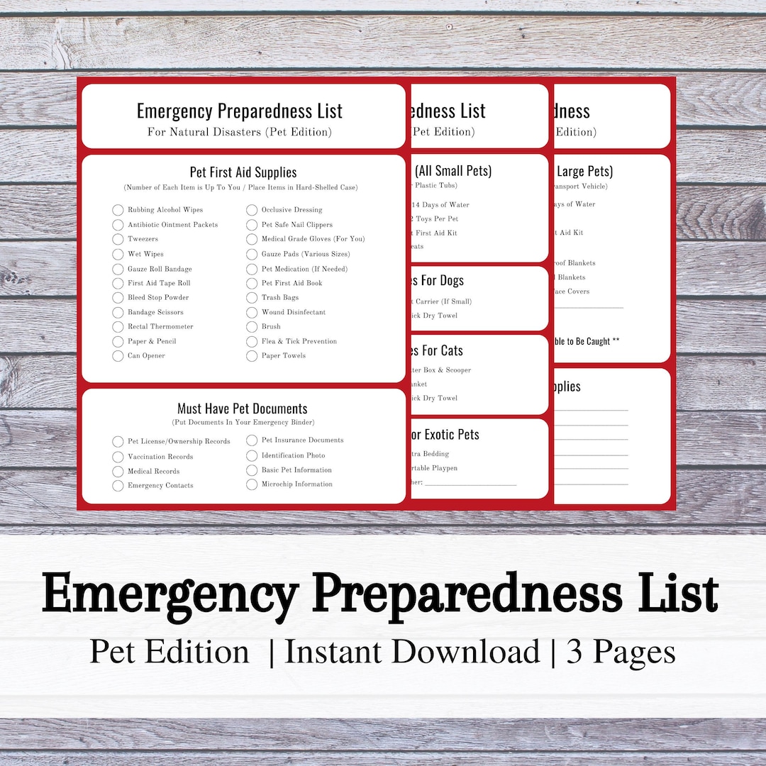 Emergency Preparedness List, Pet Edition, Large & Small Pets, Natural ...