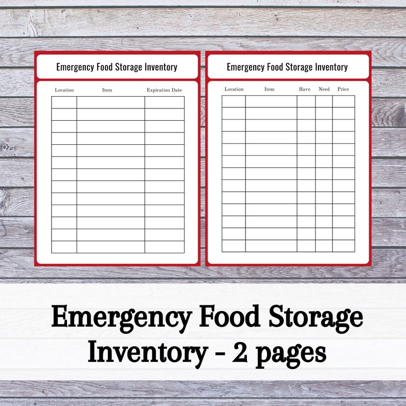 Emergency Food Storage Inventory List, Emergency Preparedness, Pantry ...