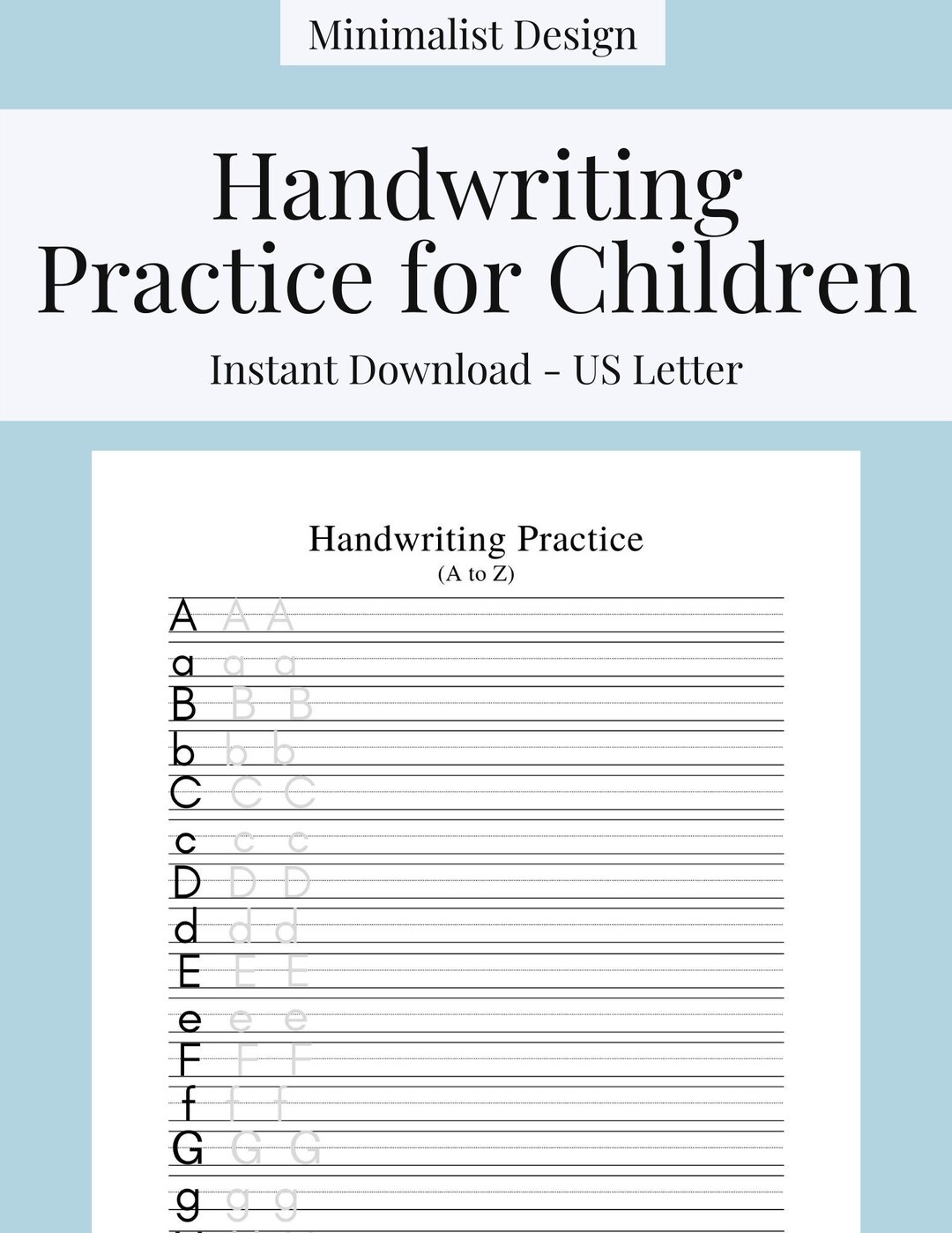 Print Handwriting Practice for Kids A to Z and More 13 - Etsy