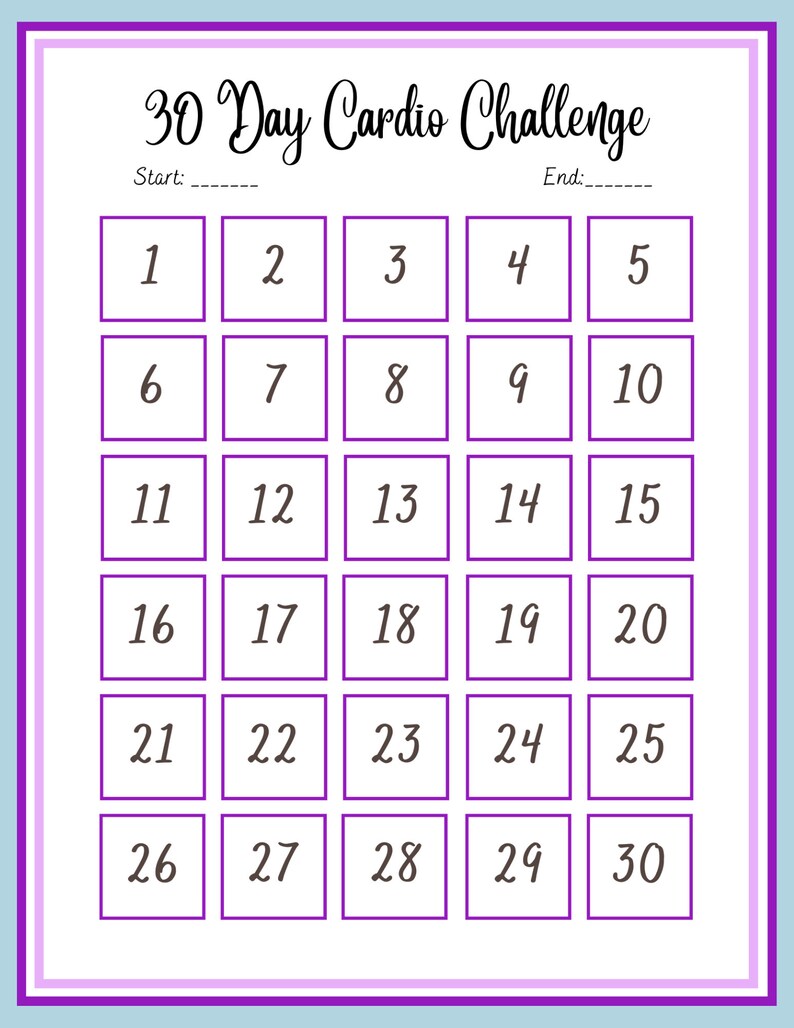 30 Day Cardio Challenge Exercise Challenge Perfect for - Etsy