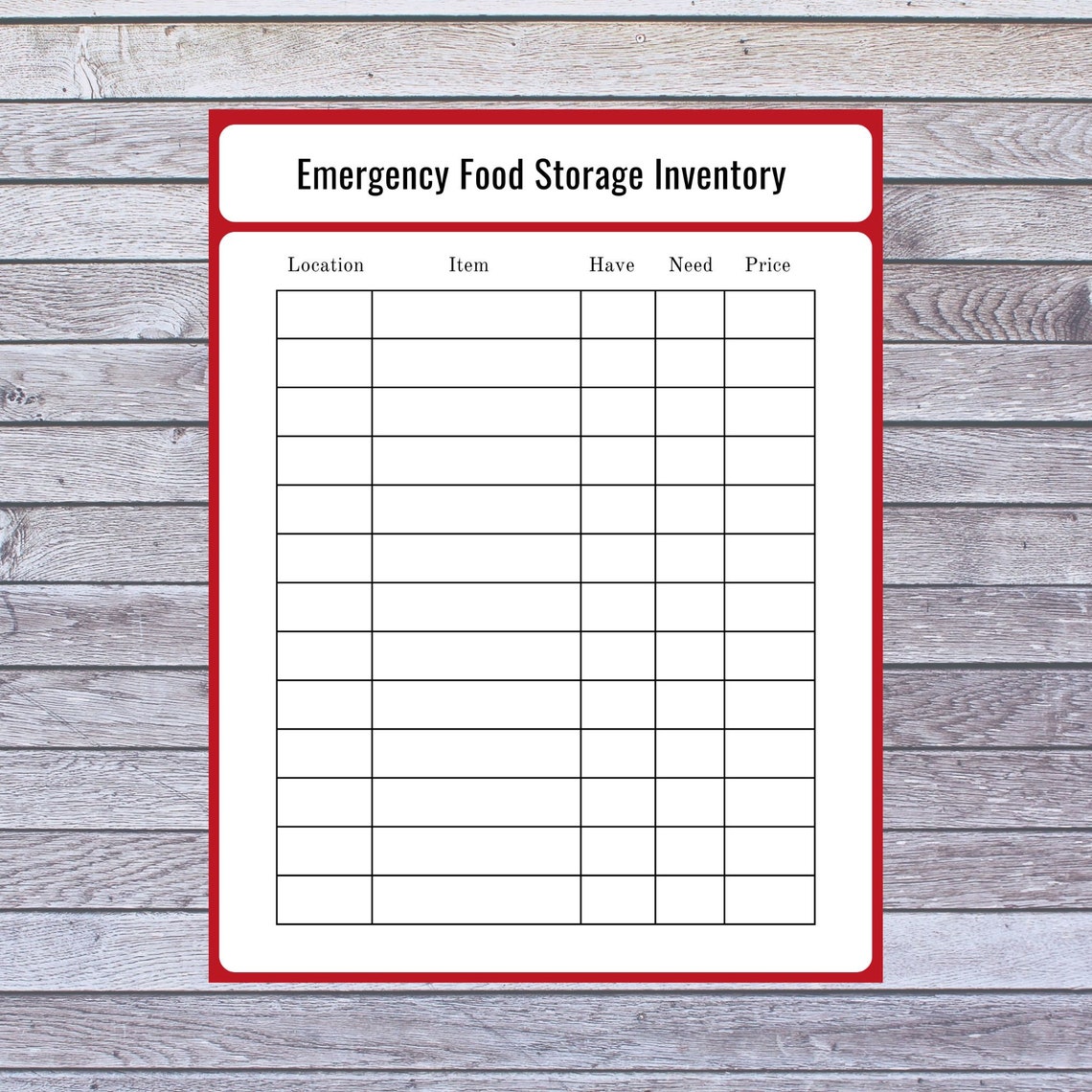 Emergency Food Storage Inventory List | Emergency Preparedness | Pantry ...