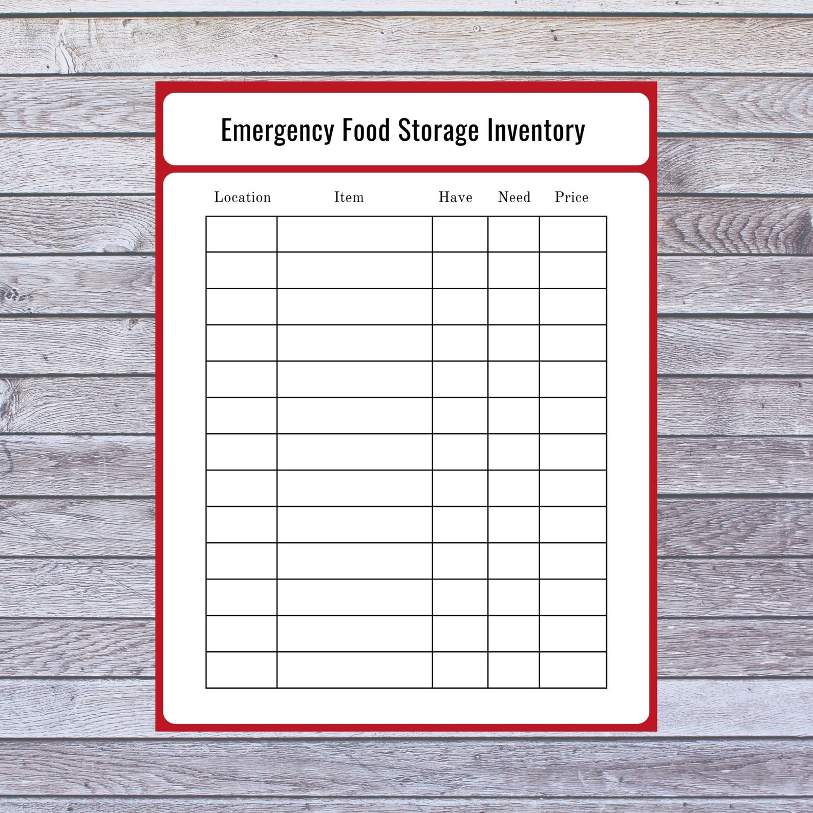Emergency Food Storage Inventory List | Emergency Preparedness | Pantry ...