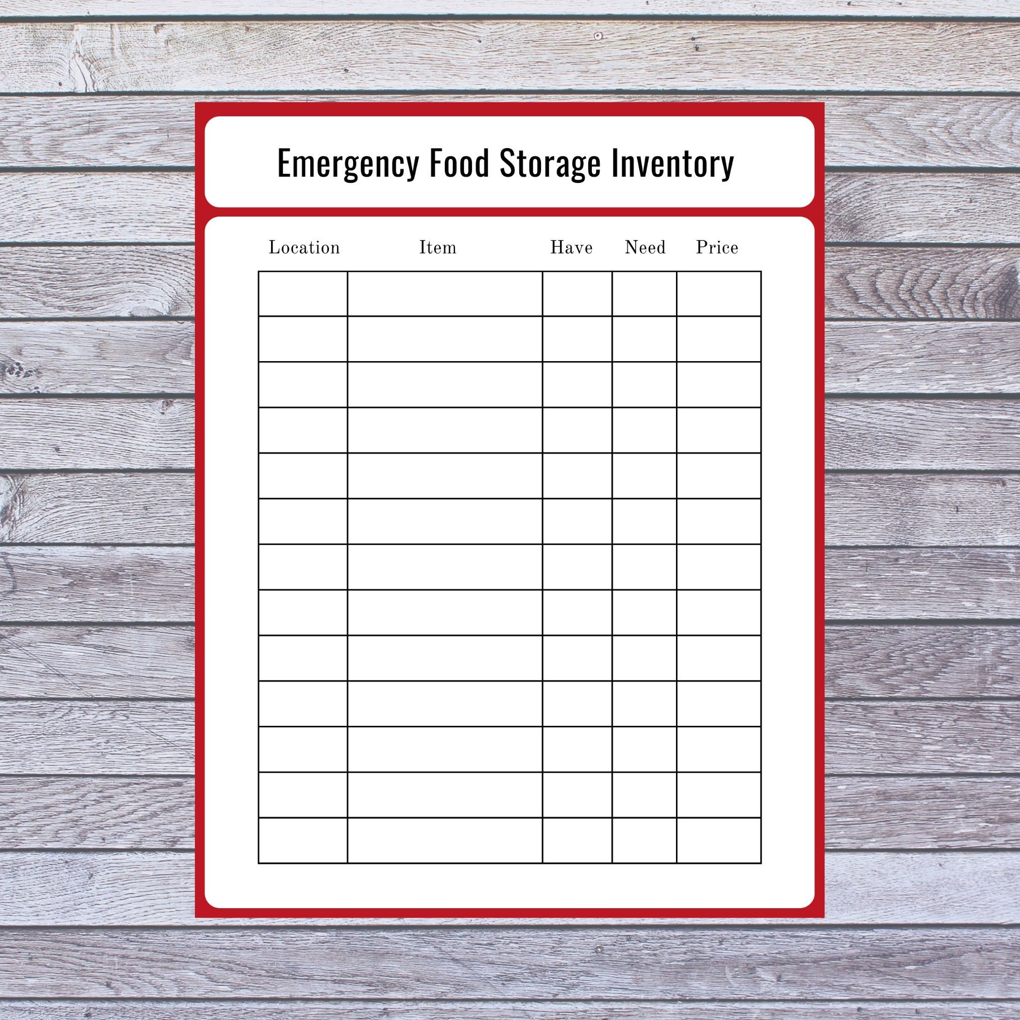 Emergency Food Storage Inventory List | Emergency Preparedness | Pantry ...
