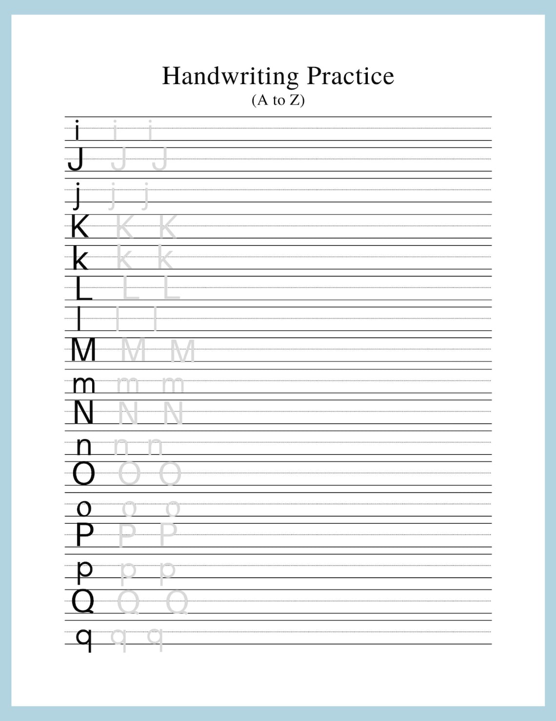 Print Handwriting Practice for Kids A to Z and More 13 - Etsy