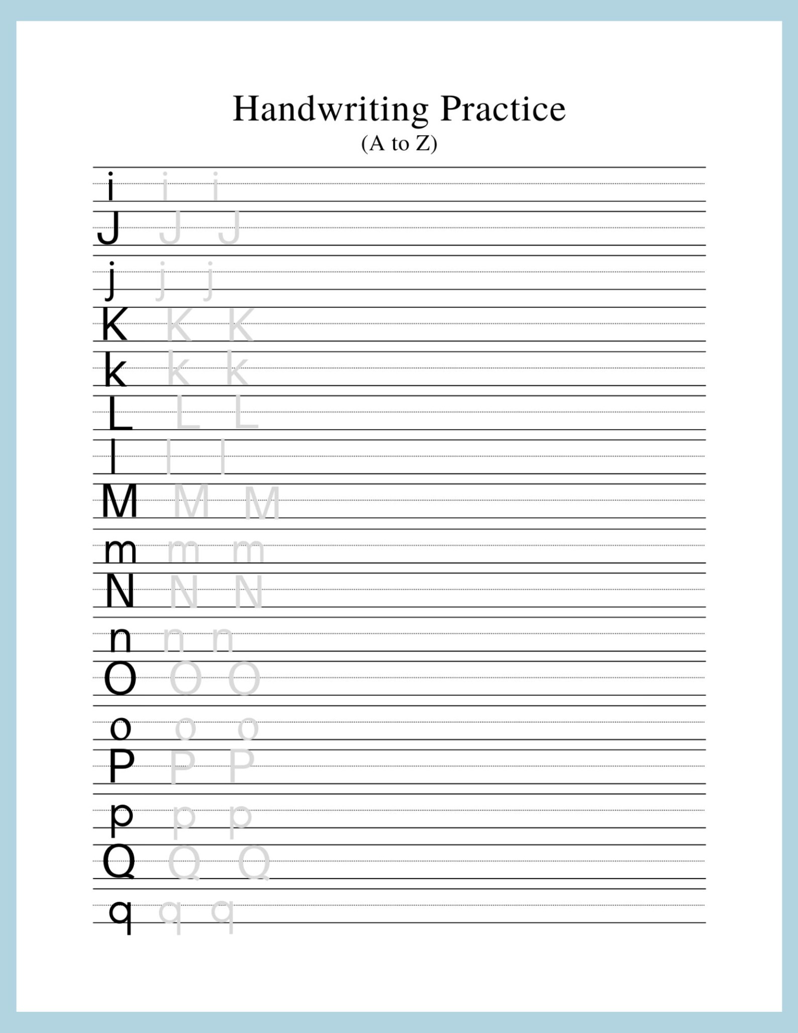 Print Handwriting Practice for Kids A to Z and More 13 - Etsy