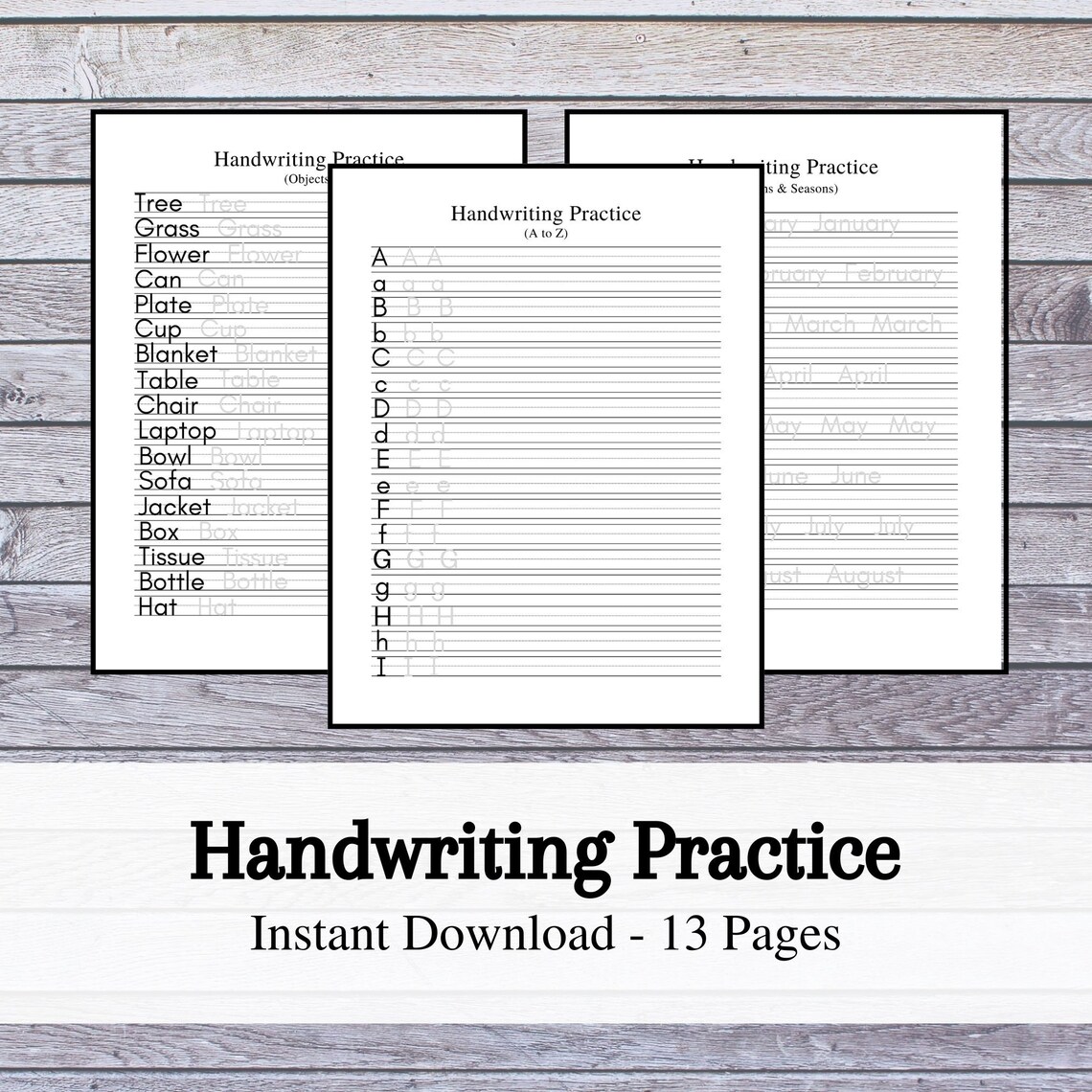 Print Handwriting Practice for Kids | A to Z and More | 13 Pages ...