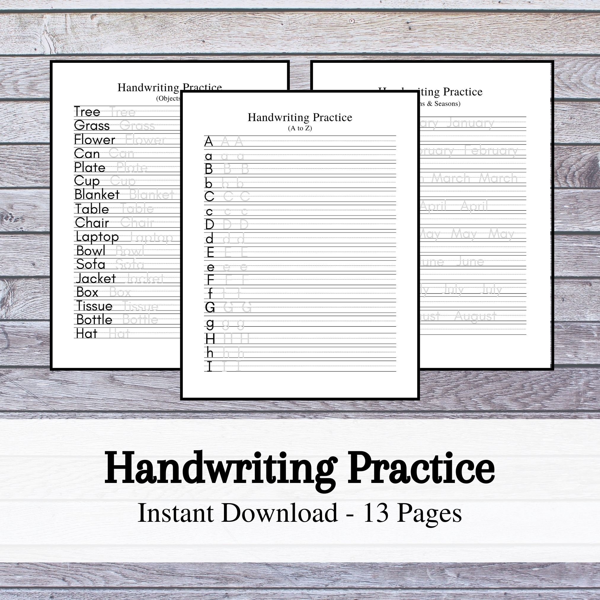 Print Handwriting Practice for Kids | A to Z and More | 13 Pages ...