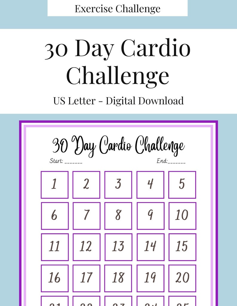 30 Day Cardio Challenge Exercise Challenge Perfect for - Etsy