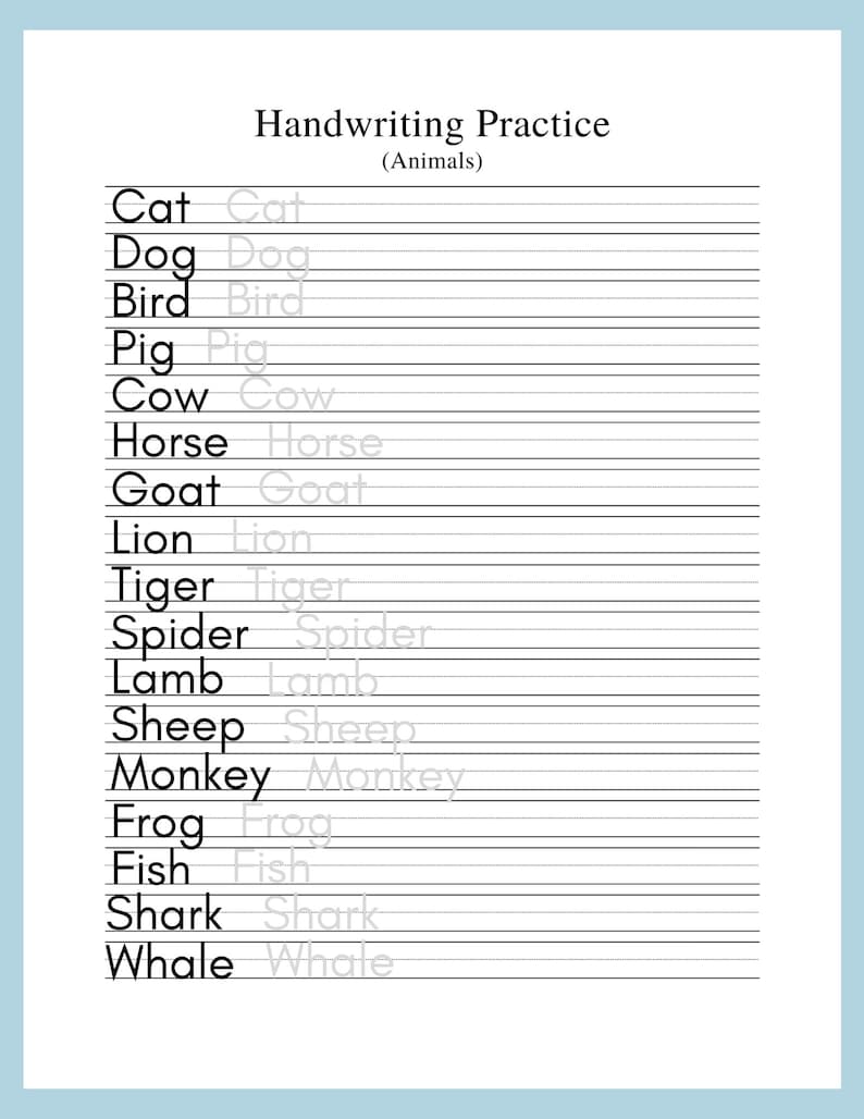 Print Handwriting Practice for Kids A to Z and More 13 - Etsy