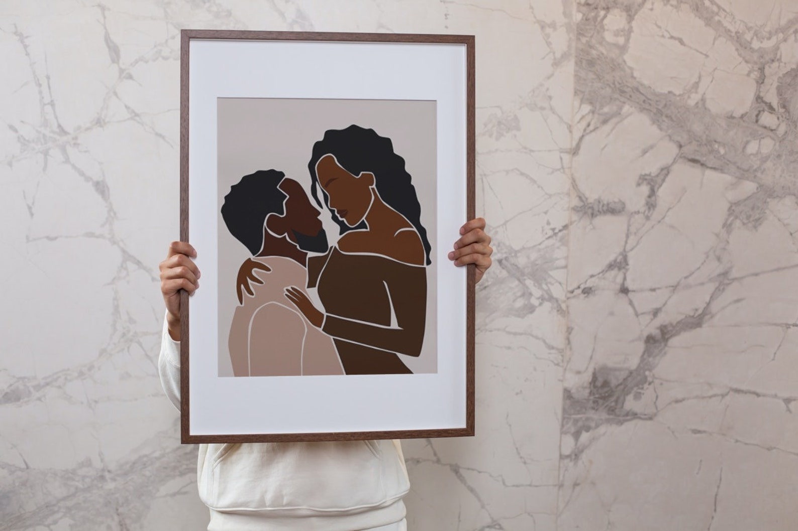 Black Couple Wall Art Man and Woman Art Romantic Couple | Etsy India