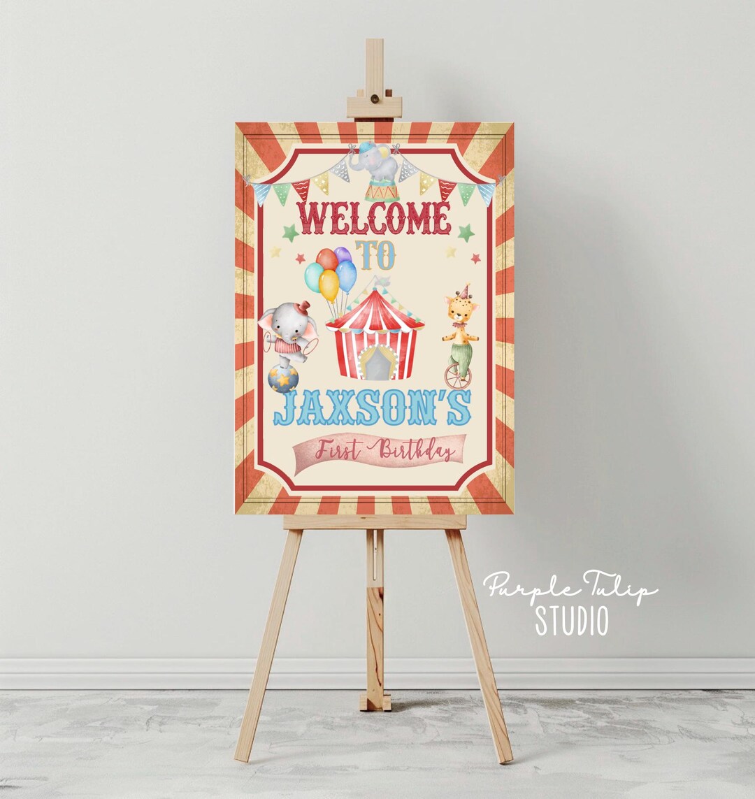Circus Welcome Sign, Digital File Only First Birthday Poster ...