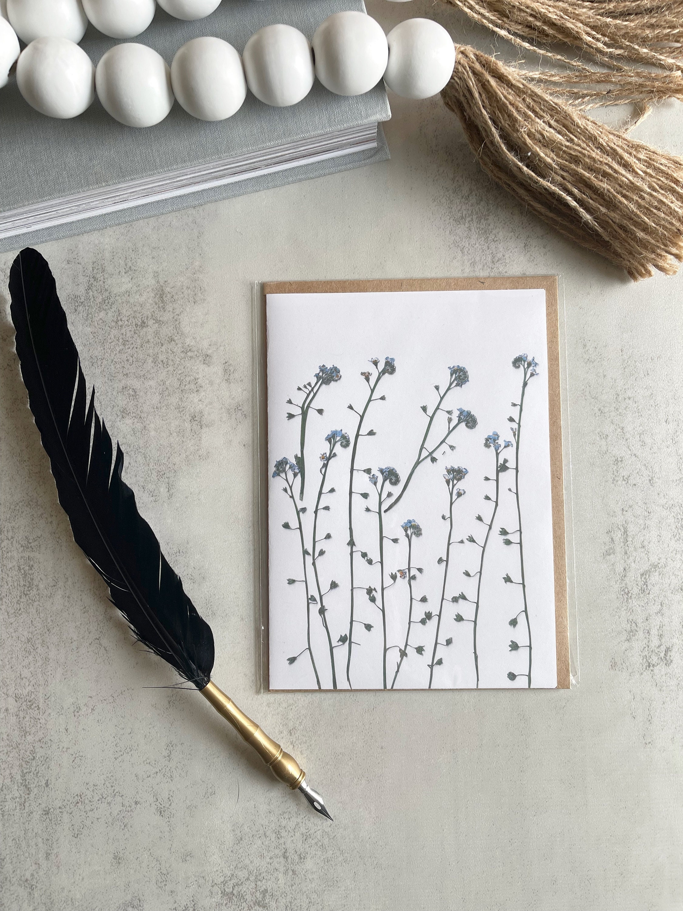 Pressed Forget Me Not Greeting Card (single or Set of 5 + Envelopes ...