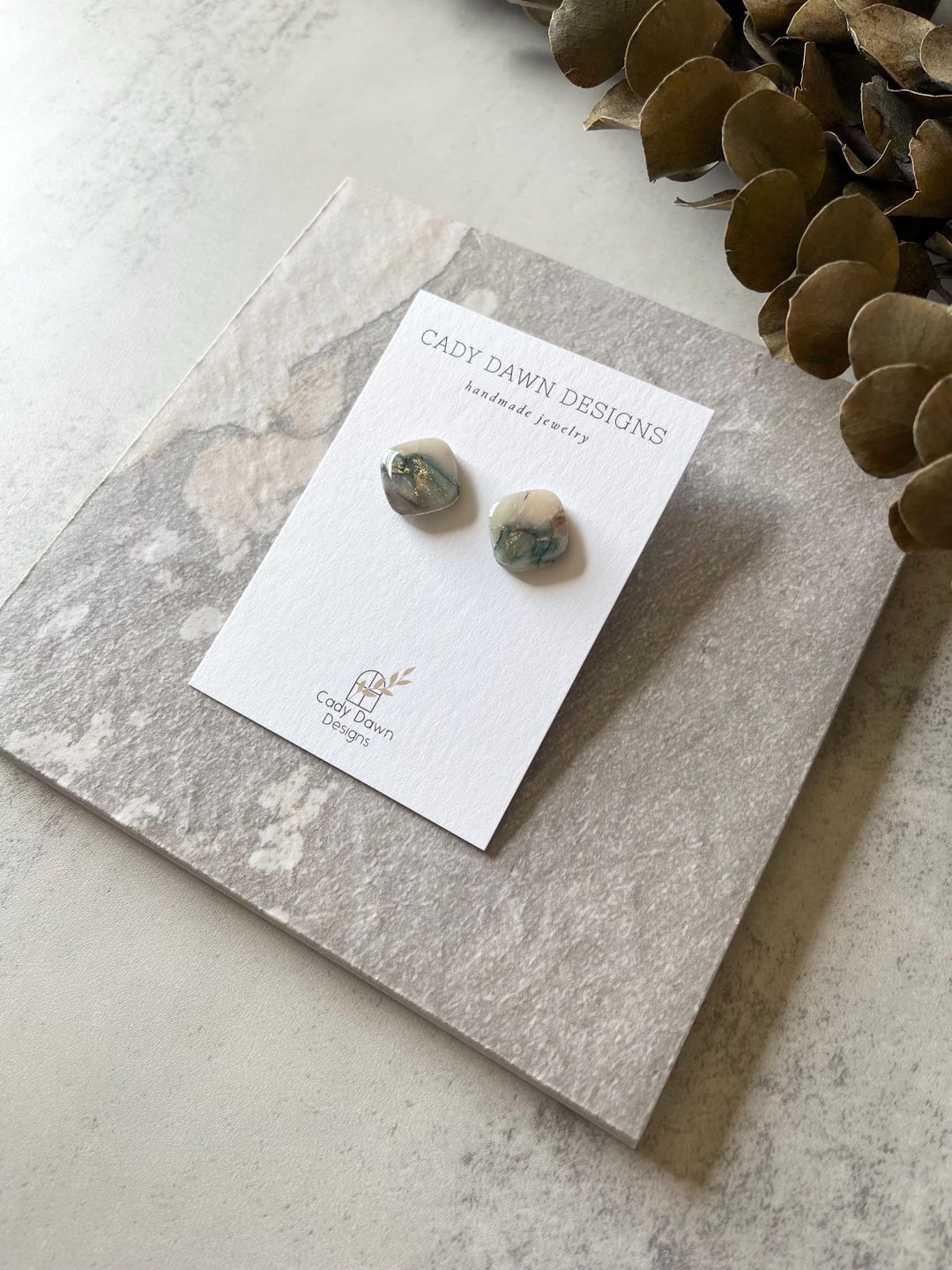 Piper Polymer Clay Stud Earrings | Color Way: Nebula Marble, Glossy - Etsy