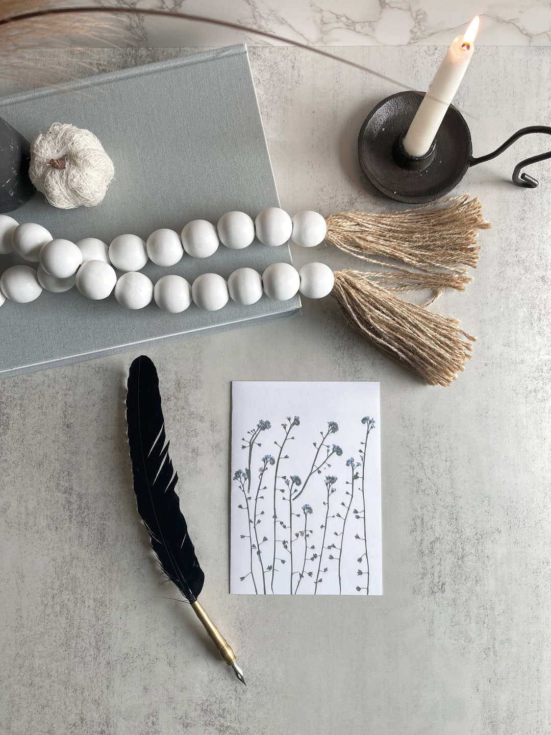 Pressed Forget Me Not Greeting Card (single or Set of 5 + Envelopes ...