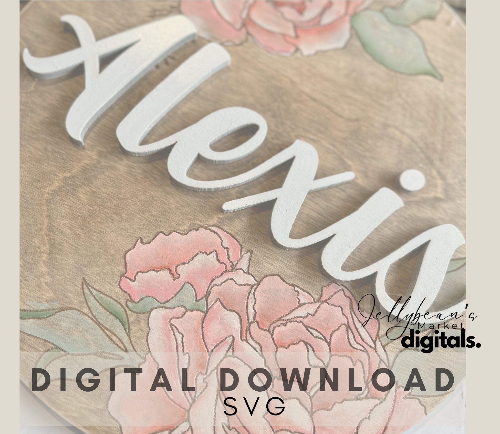 Engraved Floral Nursery Sign: Peony Laser Cut File (digital Download ...