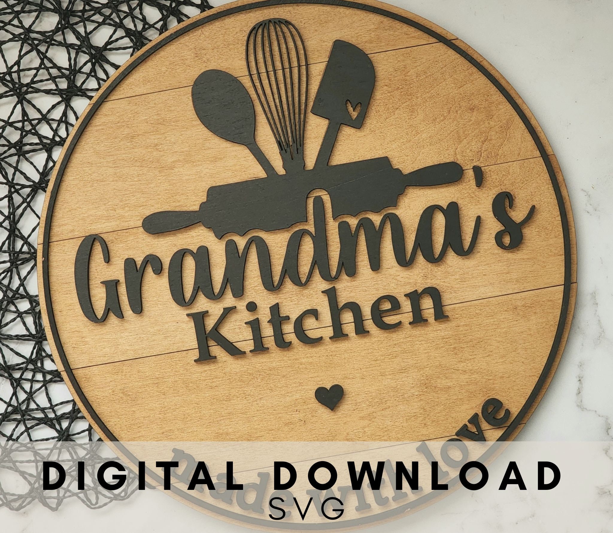 Grandmas Kitchen SVG Digital File Made With Love Wooden Décor Farmhouse ...
