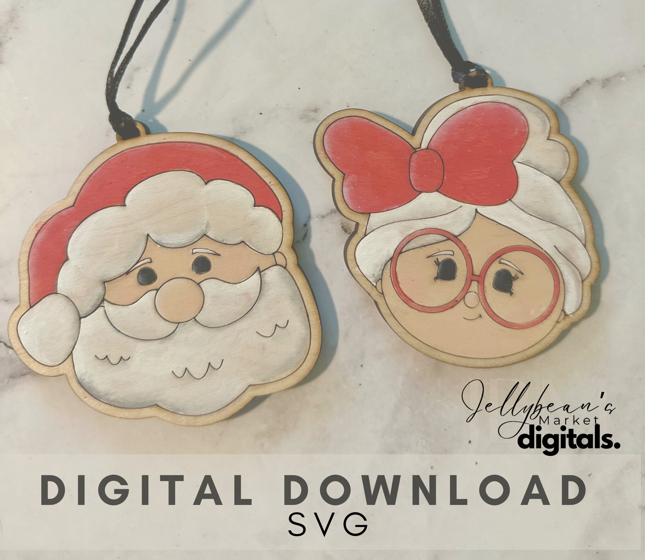 Santa and Mrs Clause Ornament Download Cut File SVG Christmas ...