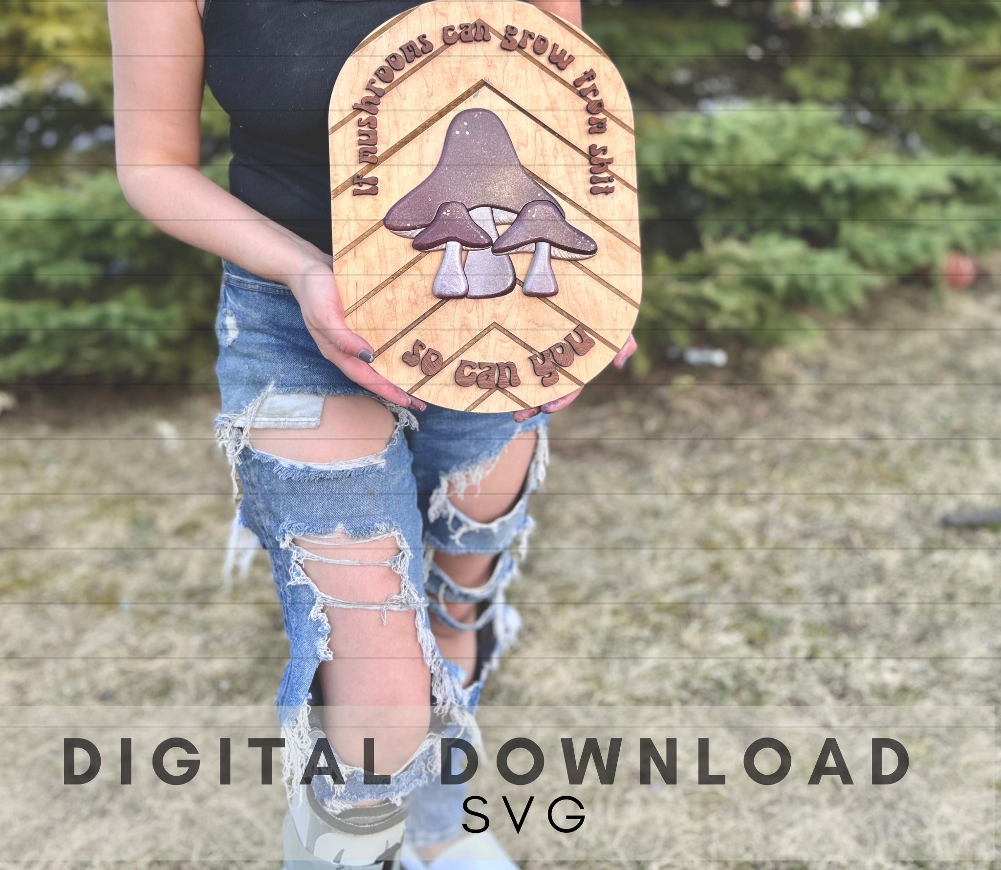 Digital Mushroom Sign SVG Pun Laser Design Trending Designs Instant ...