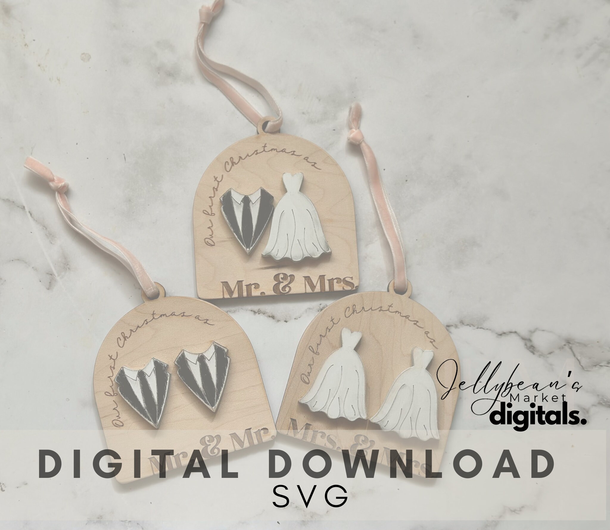 Wedding Ornament SVG: Mr & Mrs Laser Cut File (digital Download) - Etsy