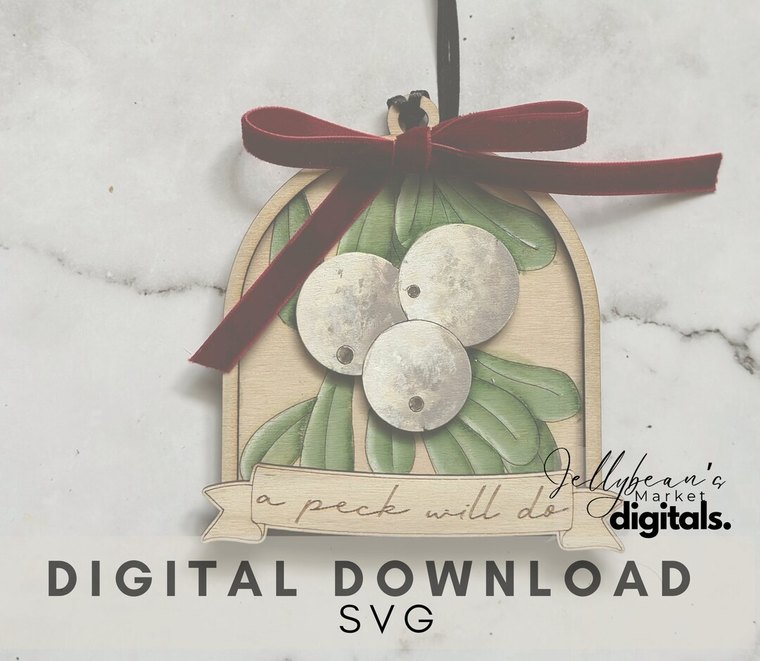 Mistletoe Ornament SVG: Christmas Laser Cut File (digital Download ...