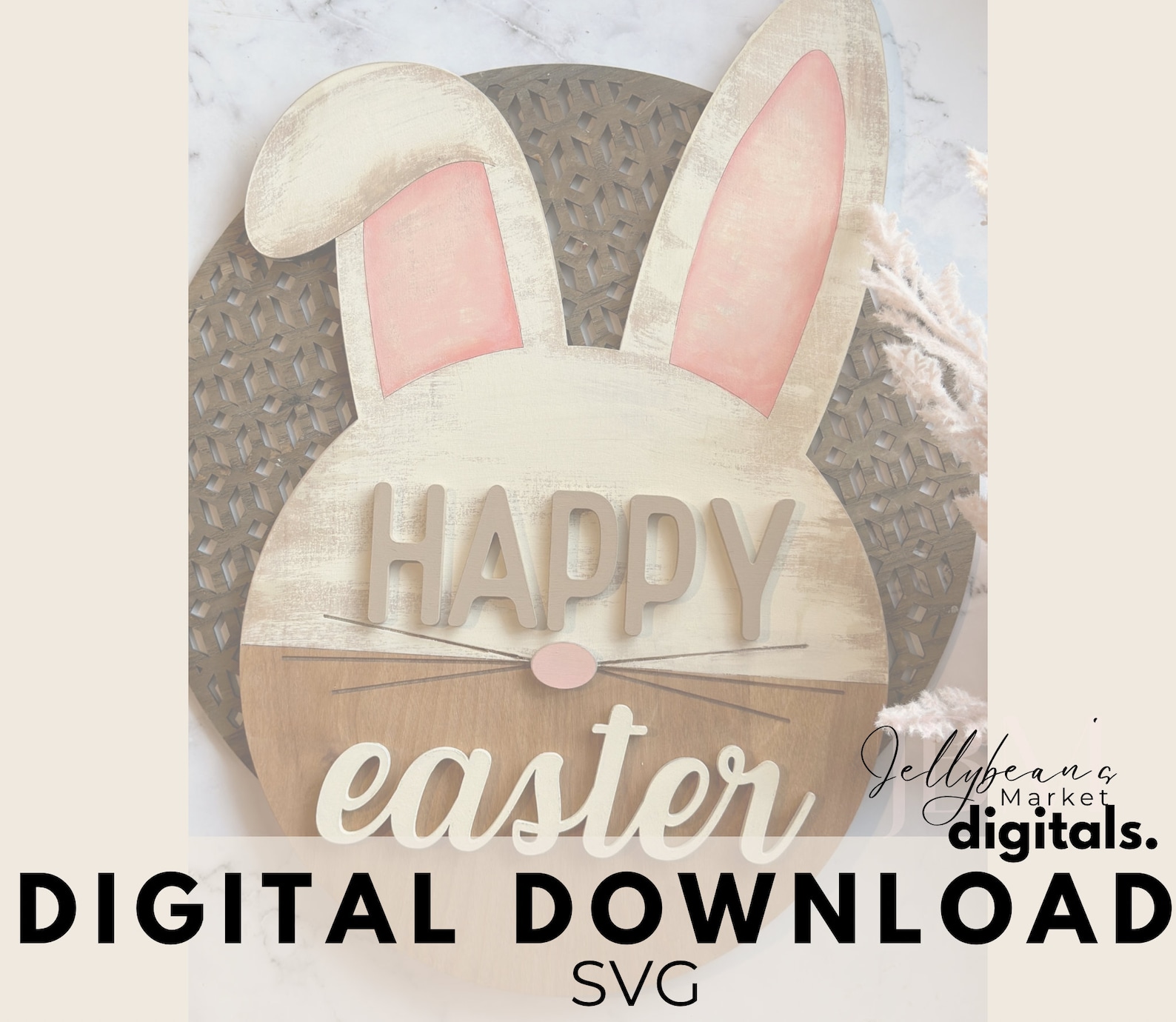 Happy Easter Door Sign SVG Cut File Cute Glowforge Laser File Instant ...