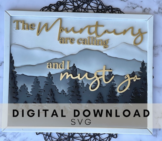 Digital Single Line Mountain SVG Scenery Laser Design | Etsy UK