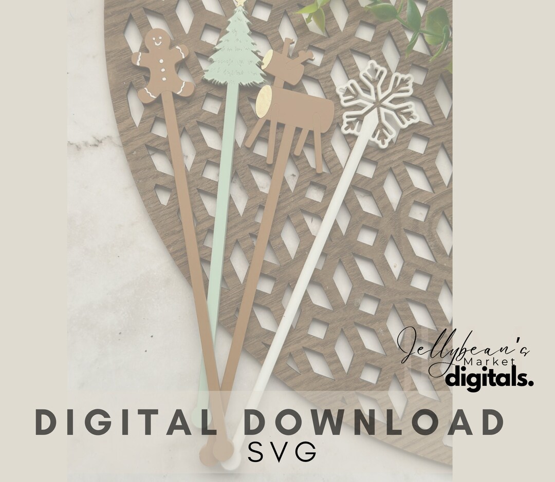 Christmas Stir Sticks SVG Laser Cut File | Holiday Swizzles (digital ...