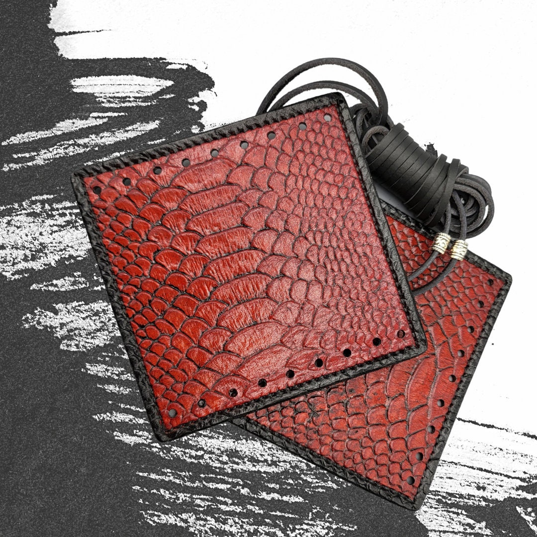 Leather Motorcycle Grips Wrap Set Red & Black - Etsy